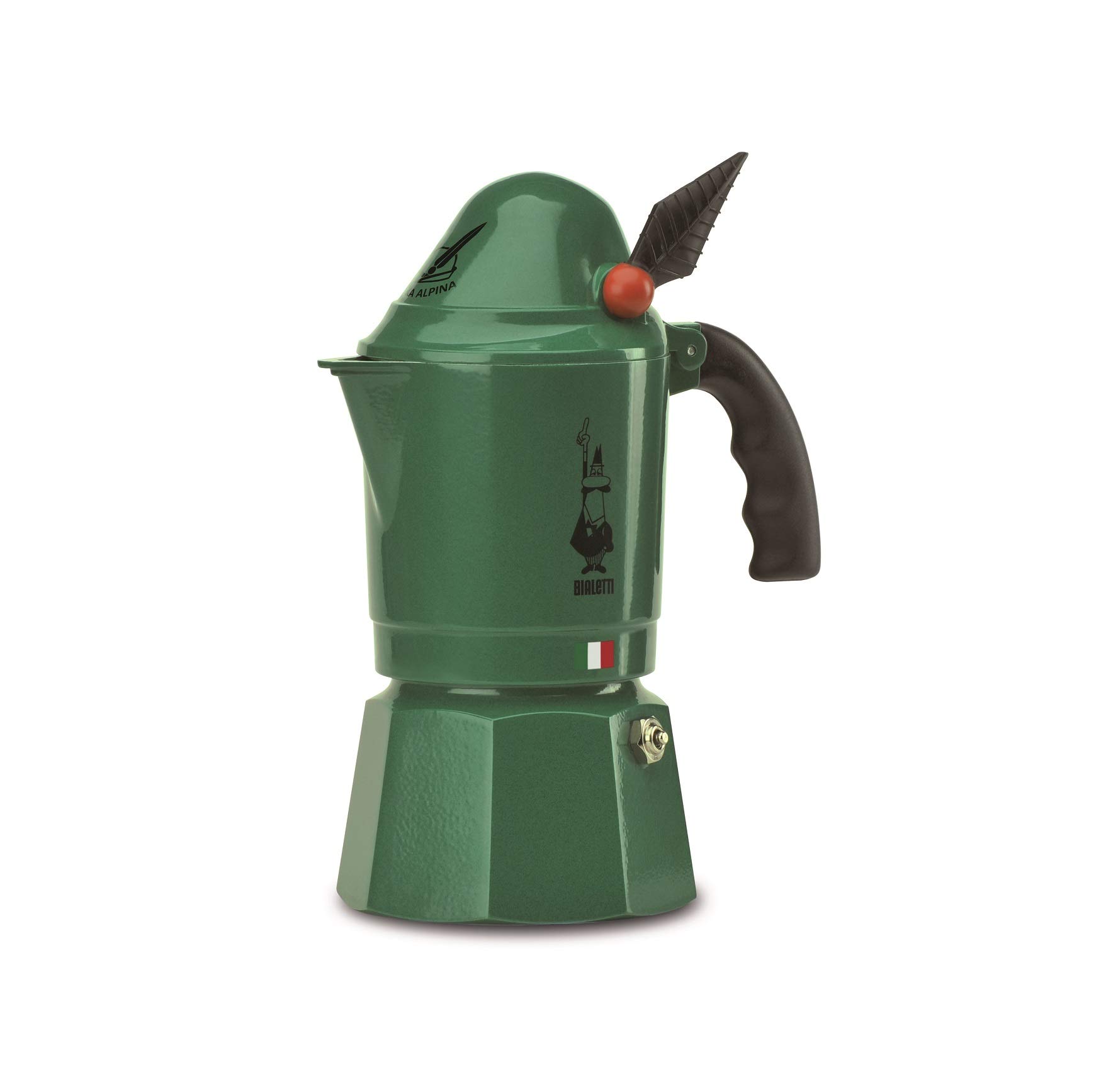 Bialetti - Moka Express Alpina: Iconic Stovetop Espresso Maker, Moka Pot 3 Cups (4.3 Oz - 130 Ml), Aluminium, Green