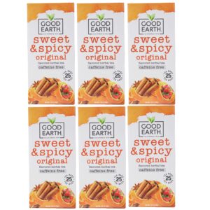 good earth sweat & spicy caffeine free herbal tea - 6 pack w/ 25 tea bags per box