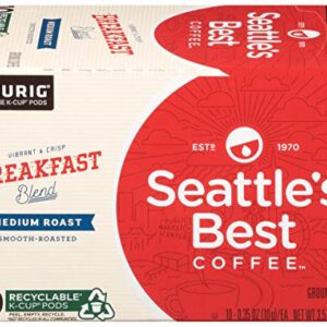 Seattle’s Best Coffee K-Cup Pods, Breakfast Blend, Medium Roast Smooth-Roasted Ground Coffee, 10 CT K- Cups/Box (Pack of 1 Box)