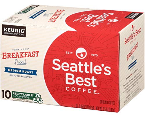 Seattle’s Best Coffee K-Cup Pods, Breakfast Blend, Medium Roast Smooth-Roasted Ground Coffee, 10 CT K- Cups/Box (Pack of 1 Box)