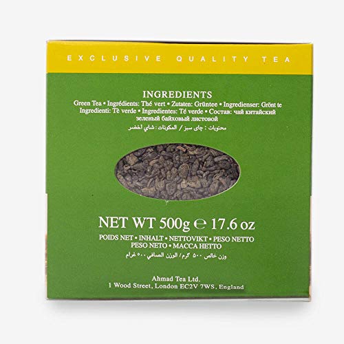 Ahmad Tea Green Tea, Gunpowder Loose Leaf, 500g - Caffeinated & Sugar Free