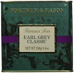 fortnum & mason british tea, earl grey classic, 250g loose english tea in a gift tin caddy