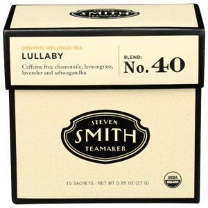 STEVEN SMITH TEAMAKER Smith Teamaker Organic Lullaby Blend No. 40 (Caffeine-free Organic Wellness Tea), 0.95 Oz Tea Bags, 15Count