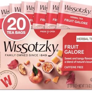 Wissotzky Fruit Galore Herbal Tea, 20 Tea Bags | Caffeine Free Tea | Antioxidant Rich | Fruity Blend | Herbal Tea Bags