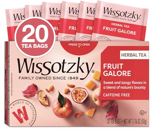 Wissotzky Fruit Galore Herbal Tea, 20 Tea Bags | Caffeine Free Tea | Antioxidant Rich | Fruity Blend | Herbal Tea Bags