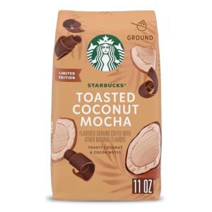 starbucks ground coffee, toasted coconut mocha naturally flavored coffee, 100% arabica, limited edition, 1 bag (11 oz)