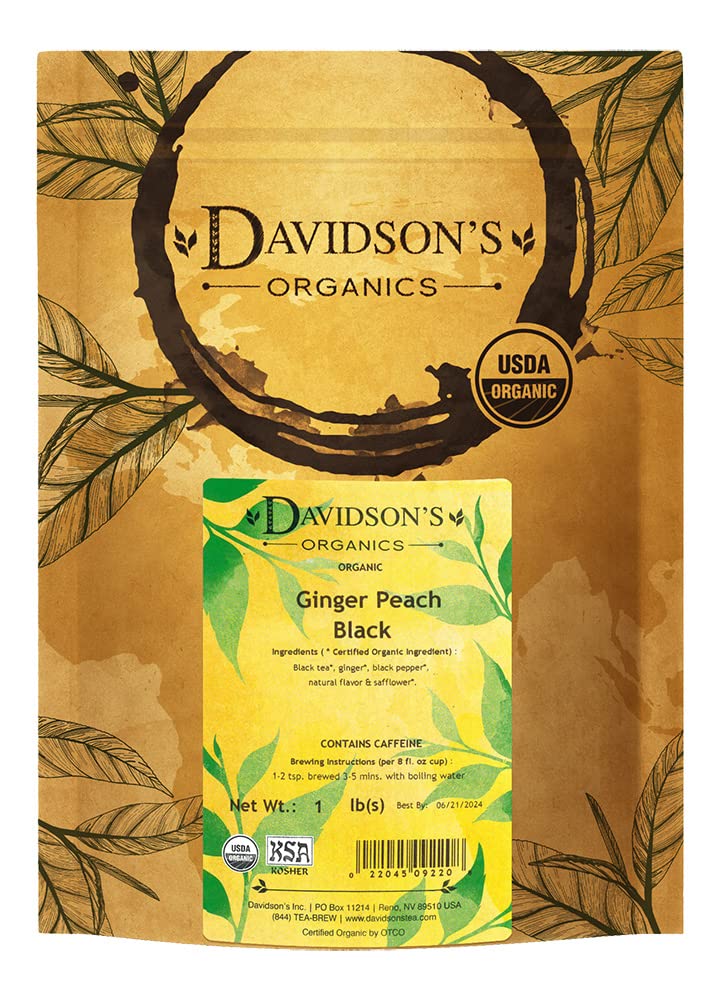 Davidson's Organics, Ginger Peach, Loose Leaf Tea, 16-Ounce Bag