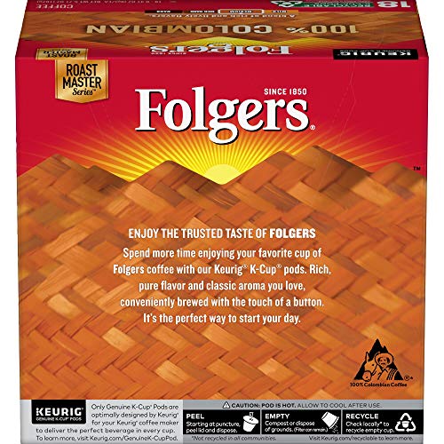 Folgers K Cups 100% Colombian Coffee for Keurig Makers, Medium Roast, 72 Count