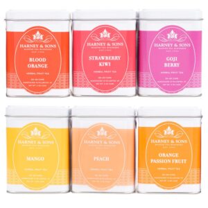 harney & sons fruit tea sampler, six fruity flavors of loose tea, 4 ounce (pack of 6)