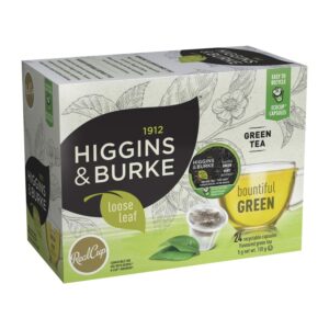 Higgins & Burke Bountiful Green, Loose Leaf, Green Tea, Keurig K-Cup Brewer Compatible Pods, 24 Count