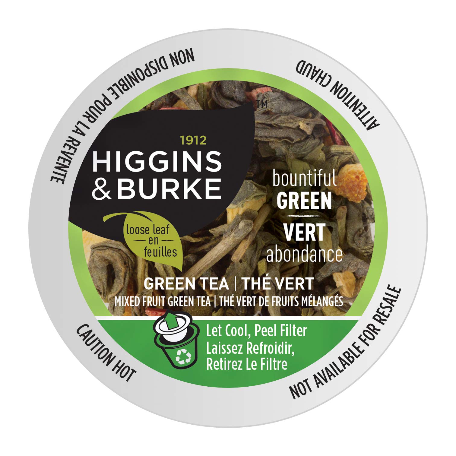 Higgins & Burke Bountiful Green, Loose Leaf, Green Tea, Keurig K-Cup Brewer Compatible Pods, 24 Count