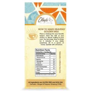 Olinda Turmeric, Ginger, and Ginseng Herbal Tea, Anti-Inflammatory, Antioxidant-Rich | Caffeine-Free Tea Bags, Brew Hot or Cold, 28 Tea Bags - Pack of 1