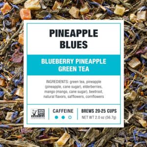 Tiesta Tea - Pineapple Blues | Blueberry Pineapple Green Tea | Premuim Tropical Loose Leaf Tea Blend | Medium Caffeinated Green Tea | Make Hot or Iced Tea & Up to 25 Cups - 2 Ounce Resealable Pouch