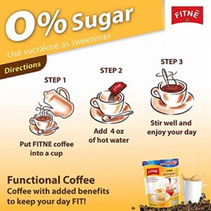 FITNE Instant 3 In 1 Coffee Packets Mix With L-Carnitine For Workout Exercise Vitamin B1 B2 B6 Smooth Blend No Sugar Sucralose Sweetener, 10 Sticks