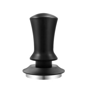 k cool coffee tamper, espresso tamper, premium barista tamper with calibrated spring, 100% flat stainless steel base tamper for espresso coffee machine (51mm, black)