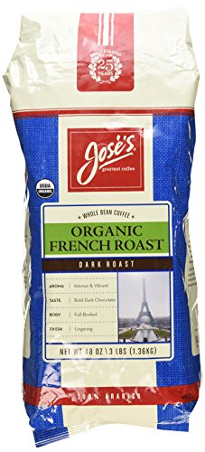 Jose's Gourmet Coffee Organic French Roast Whole Bean Coffee 3 Lbs/ 48 Oz