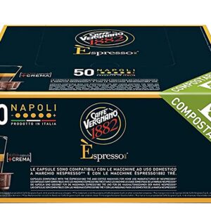 Caffe Vergnano Napoli Espresso Capsules | Compatible with Nespresso Original Line Machines | Compostable | Decaffeinated | 50 Count (25oz) | Imported from Italy