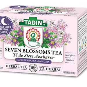 Tadin Seven Blossoms Herbal Tea, Caffeine Free, 24 Tea Bags Per Box, Pack of 6 Boxes Total