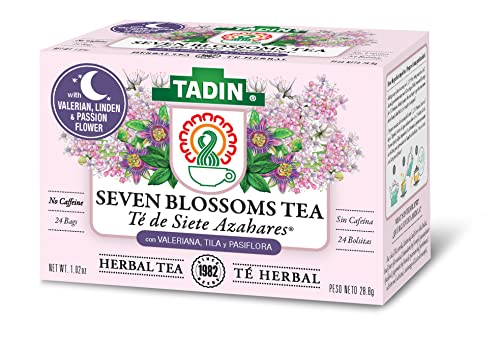 Tadin Seven Blossoms Herbal Tea, Caffeine Free, 24 Tea Bags Per Box, Pack of 6 Boxes Total