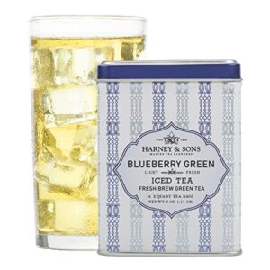 harney & sons blueberry green iced tea | fresh-brew iced tea, six 2qt tea bags