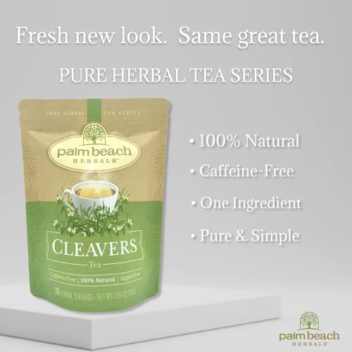 Cleavers Tea - Pure Herbal Tea Series by Palm Beach Herbals (30ct) [Packaging May Vary]