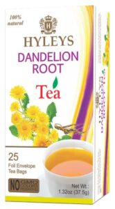 hyleys natural wellness dandelion root & green tea - 25 tea bags (100% natural, sugar free, gluten free and non-gmo)