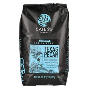 cafe ole texas pecan medium roast whole bean coffee 32 oz