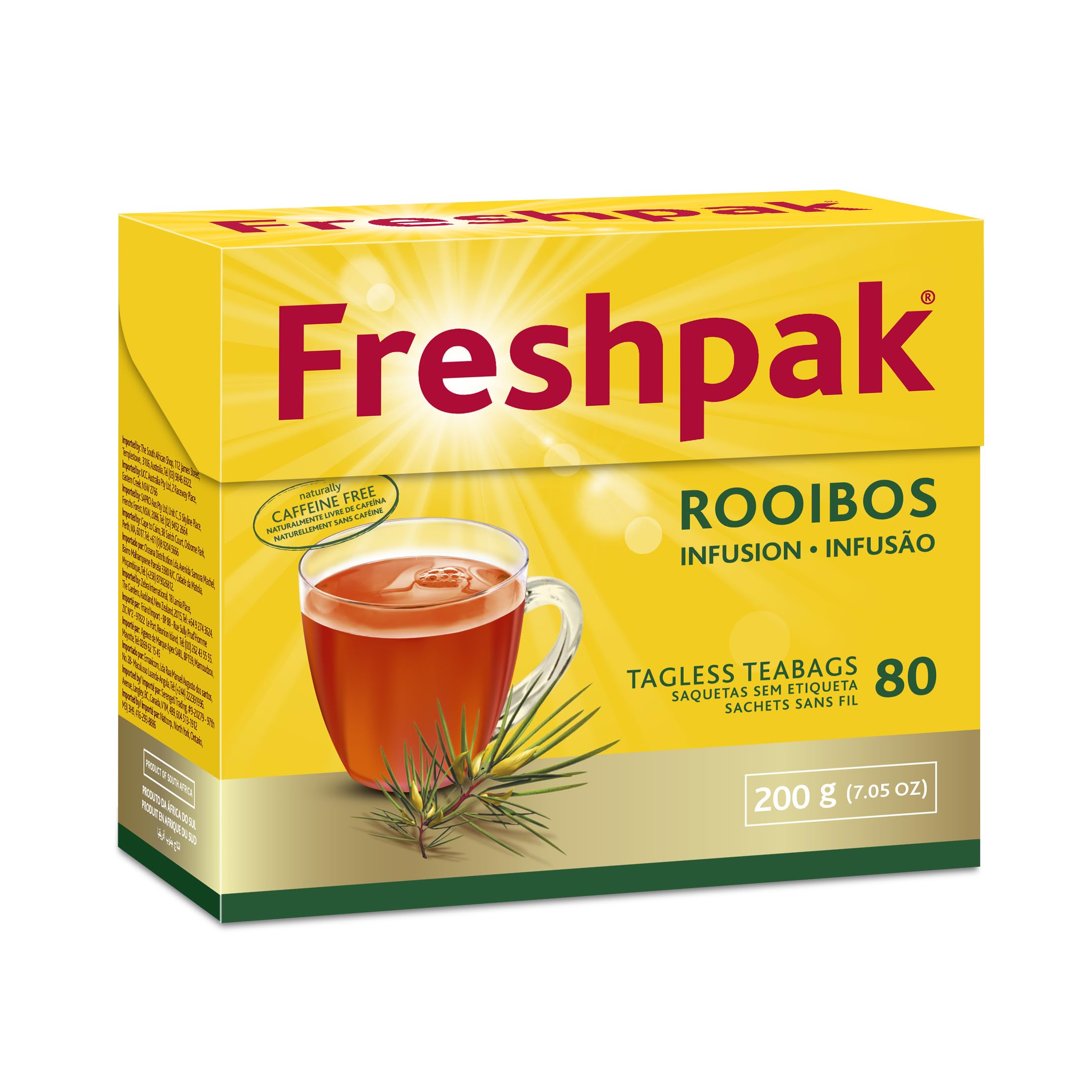 Freshpak Pure Rooibos Tea 80 Tagless Bags 80 Count (Pack of 4)