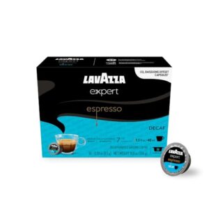 Lavazza Expert Espresso Decaf Coffee Capsules, Full-bodied, Medium Roast, Arabica, Robusta, notes of chocolate, Intensity 7 out of 13, Espresso Preparation, Blended and Roasted in Italy, (36 Capsules)