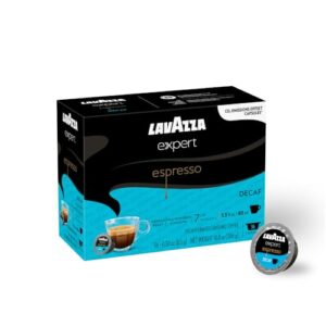 Lavazza Expert Espresso Decaf Coffee Capsules, Full-bodied, Medium Roast, Arabica, Robusta, notes of chocolate, Intensity 7 out of 13, Espresso Preparation, Blended and Roasted in Italy, (36 Capsules)