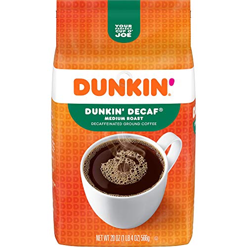 Dunkin' Decaf Medium Roast Ground Coffee, 20 Ounce (Pack of 6)