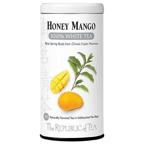 The Republic of Tea Honey Mango 100% White Tea, 50 Tea Bag Tin