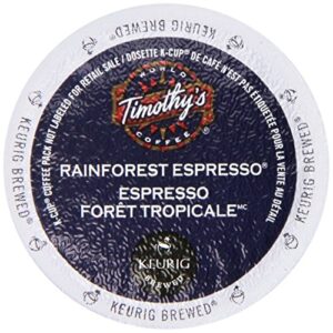 timothy's world coffee rainforest espresso k-cup, 24 count (pack of 2)