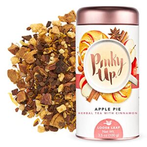 pinky up apple pie loose leaf tea, herbal tea, caffeine free, low calorie & gluten free, 3.5 oz tin