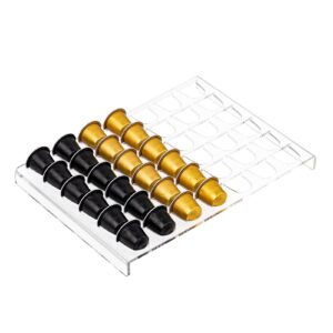 Sumerflos Coffee Pod Storage Organizer Tray Drawer, Holds 42 Capsules Compatible with Nespresso original pods Insert for Kitchen Home Office Capsule Drawer Capsule Holder and Organizer - Clear