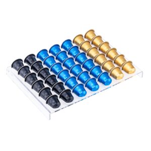 Sumerflos Coffee Pod Storage Organizer Tray Drawer, Holds 42 Capsules Compatible with Nespresso original pods Insert for Kitchen Home Office Capsule Drawer Capsule Holder and Organizer - Clear