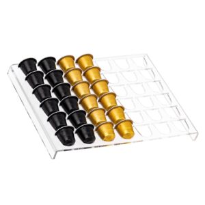 Sumerflos Coffee Pod Storage Organizer Tray Drawer, Holds 42 Capsules Compatible with Nespresso original pods Insert for Kitchen Home Office Capsule Drawer Capsule Holder and Organizer - Clear