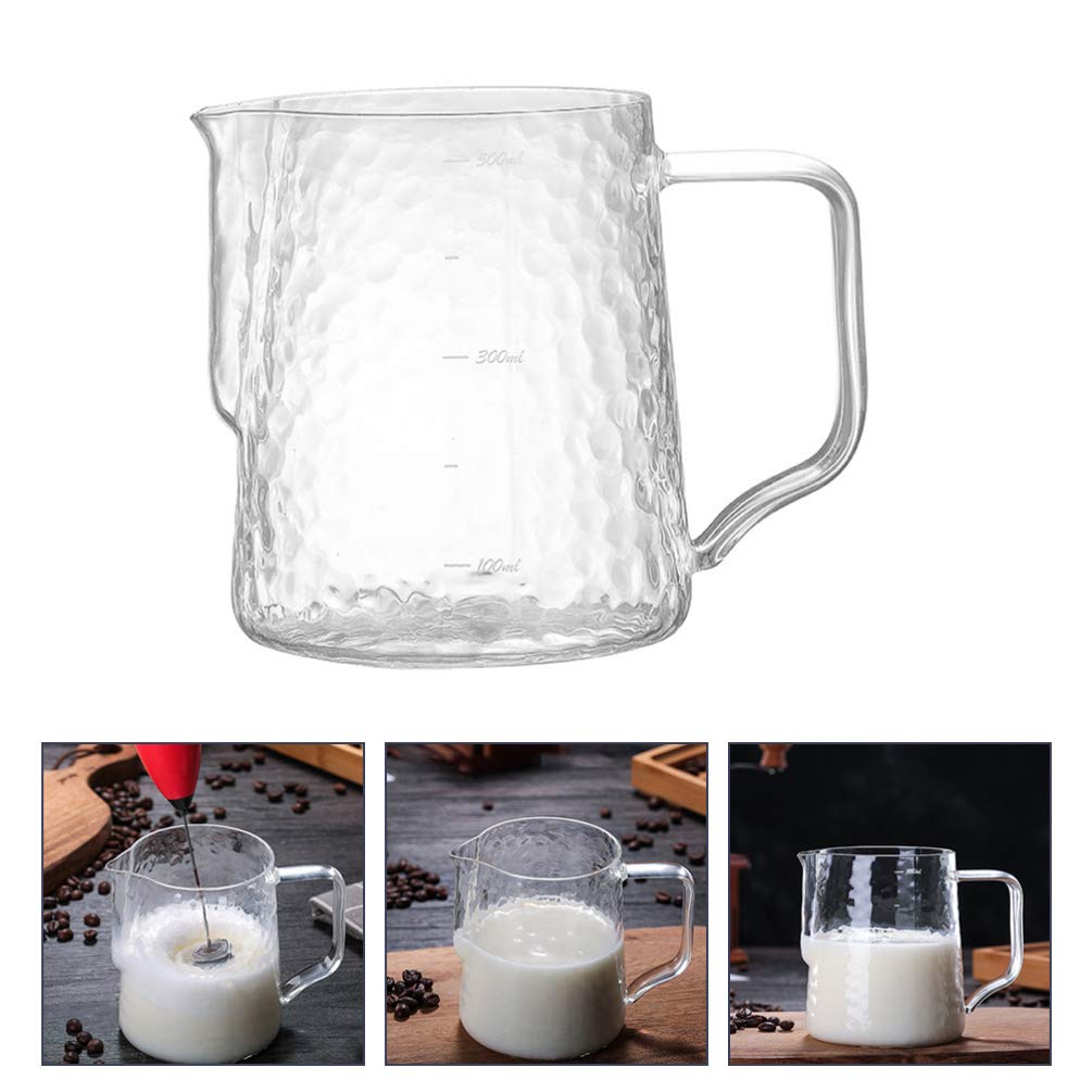 jojofuny Coffee Milk Frothing Pitcher Glass Measuring Cups Mixing Glass Mug with Handle 500ml for Espresso Steaming Measure Liquid Latte Art Measuring Cup