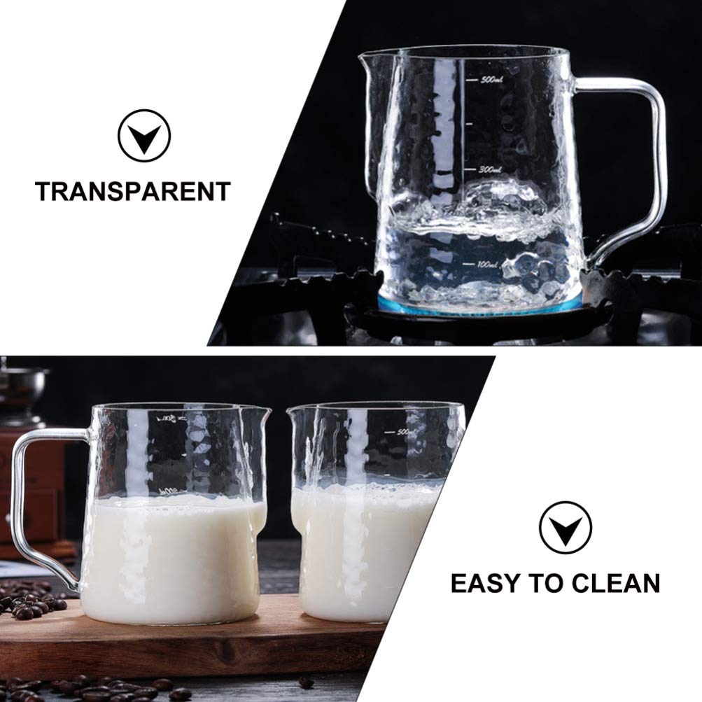 jojofuny Coffee Milk Frothing Pitcher Glass Measuring Cups Mixing Glass Mug with Handle 500ml for Espresso Steaming Measure Liquid Latte Art Measuring Cup