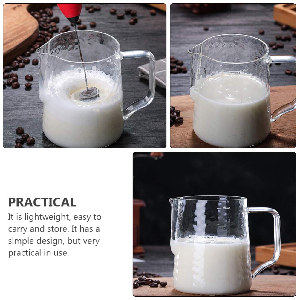 jojofuny Coffee Milk Frothing Pitcher Glass Measuring Cups Mixing Glass Mug with Handle 500ml for Espresso Steaming Measure Liquid Latte Art Measuring Cup