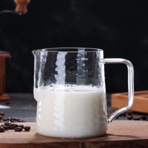 jojofuny Coffee Milk Frothing Pitcher Glass Measuring Cups Mixing Glass Mug with Handle 500ml for Espresso Steaming Measure Liquid Latte Art Measuring Cup