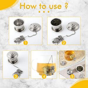 3 Sets Tea Infusers Tea Strainers for Loose Tea Fine Mesh Tea Steeper Stainless Tea Diffuser Tea Filters with Drip Trays and Pendant for Christmas Gift Brew Fine Loose Tea Leave (Insects Style)