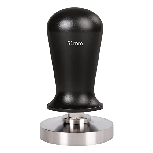 espresso tamper,Calibrated Coffee Tamper Coffee and Espresso,Coffee Tamper with Spring Loaded Flat Stainless Steel Base,Professional Espresso Hand Tamper,51mm tamper