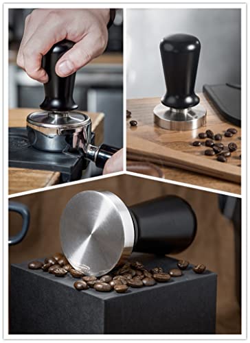 espresso tamper,Calibrated Coffee Tamper Coffee and Espresso,Coffee Tamper with Spring Loaded Flat Stainless Steel Base,Professional Espresso Hand Tamper,51mm tamper