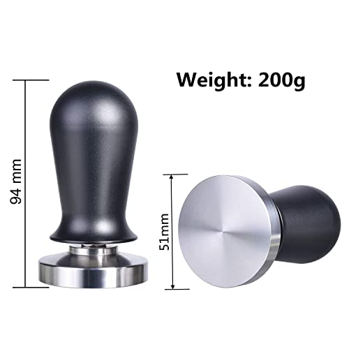 espresso tamper,Calibrated Coffee Tamper Coffee and Espresso,Coffee Tamper with Spring Loaded Flat Stainless Steel Base,Professional Espresso Hand Tamper,51mm tamper