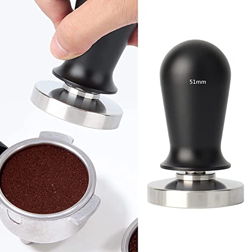 espresso tamper,Calibrated Coffee Tamper Coffee and Espresso,Coffee Tamper with Spring Loaded Flat Stainless Steel Base,Professional Espresso Hand Tamper,51mm tamper