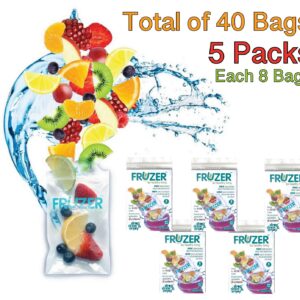 FRUZER Mini Disposable Fruit Infuser Bags (5 PK, each 8 Bags) Total 40 Bags - Refreshing & Beneficial - CLEAR & BPA-FREE