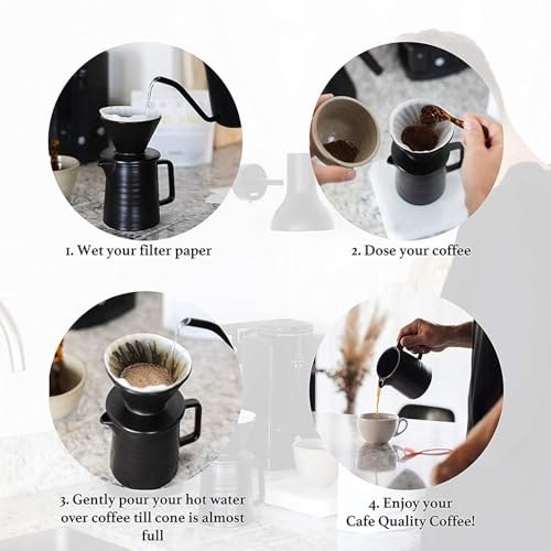 SOTECH Pour Over Coffee Maker Gift Set, All in 1 Coffee Kits- 304 Stainless Steel Kettle with Thermometer,Coffee Grinder, Coffee Dripper & Server of Portable Travel Bag