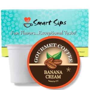 smart sips coffee, banana cream coffee, medium roast, gourmet flavored coffee single serve pods for keurig k-cup brewers, 24 count