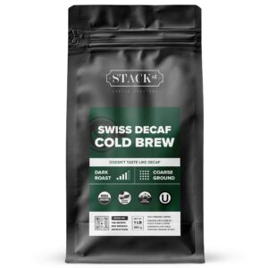 Organic Swiss Water Process Decaf Cold Brew Coffee Coarse Ground 1 LB - Dark Roast Coarse Grind - Doesn't Taste Like Decaf! - 100% Arabica Single Origin Beans – By Stack Street